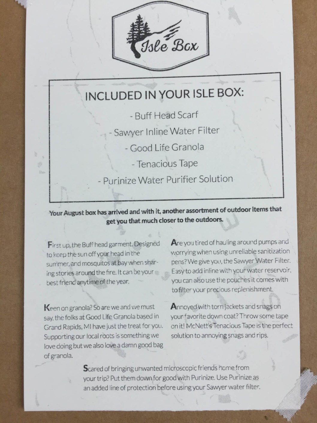 Isle Box Outdoors & Camping Subscription Box Review - August 2015 ...