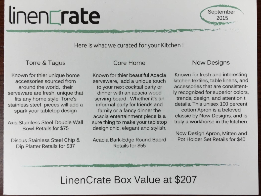 Linen Crate Subscription Box Review & $15 Coupon - September 2015 ...