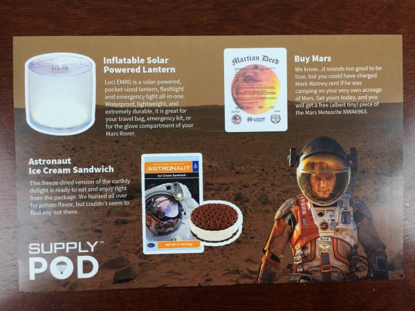 Outer Places' Supply Pod - The Martian Box Review & Coupon - Hello ...