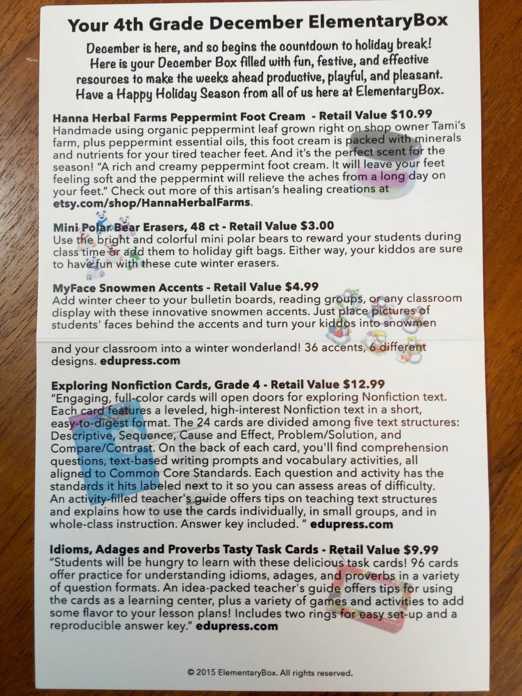 ElementaryBox December 2015 Subscription Box Review & Coupon - Hello ...