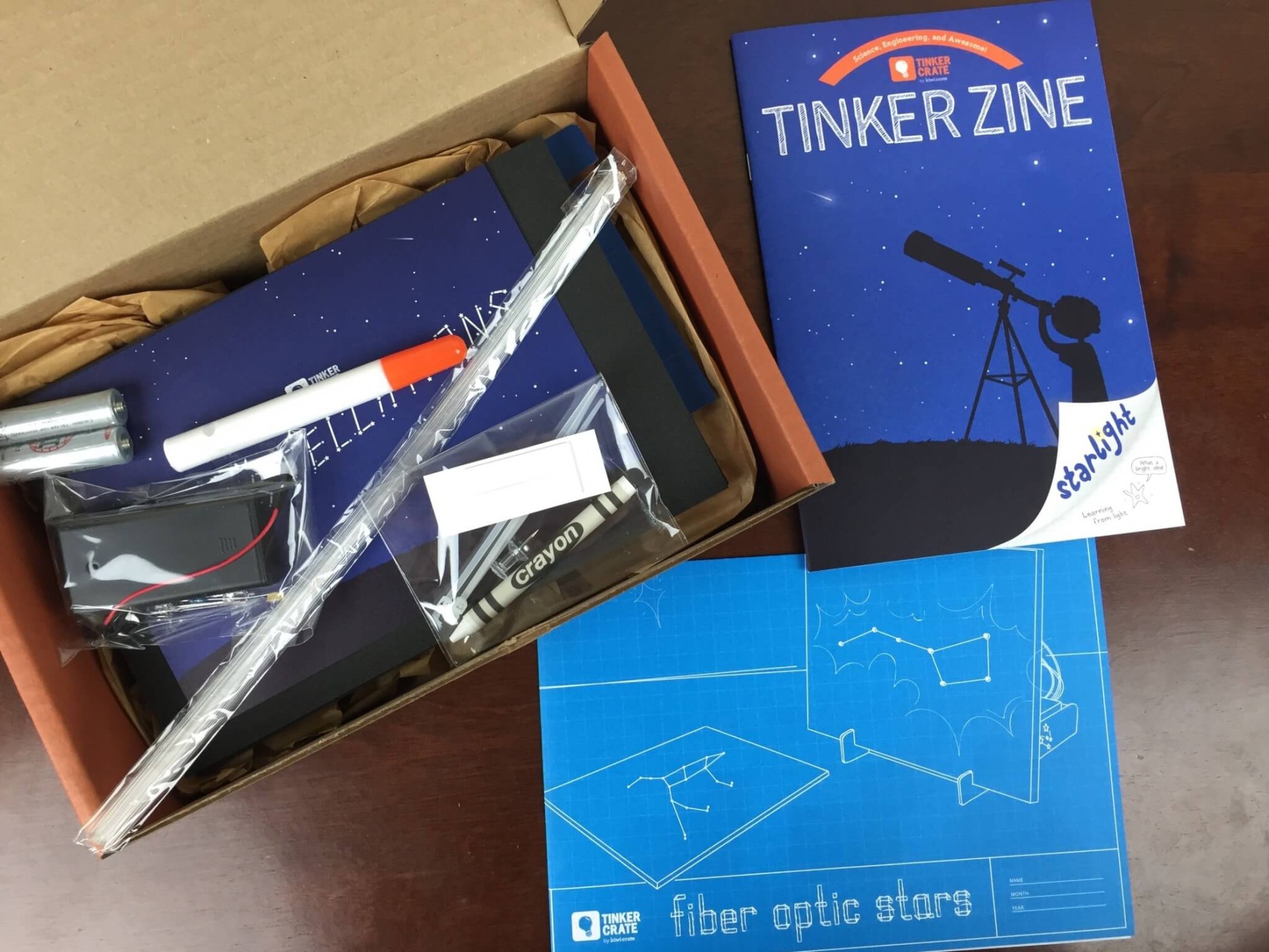 Tinker Crate Review & Coupon - Fiber Optic Stars - Hello Subscription