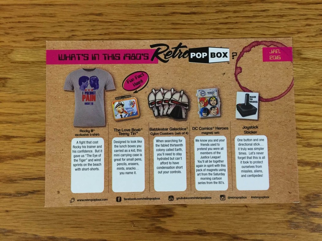 Retro Pop Box January 2016 Subscription Box Review & Coupon - 80s Box ...
