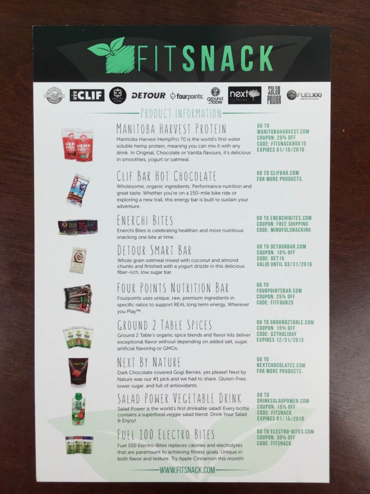 Fit Snack December 2015 Subscription Box Review & 50% Off Coupon ...