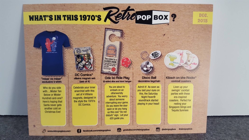 Retro Pop Box Subscription Box Review + Coupon - December 2015 70's Box ...