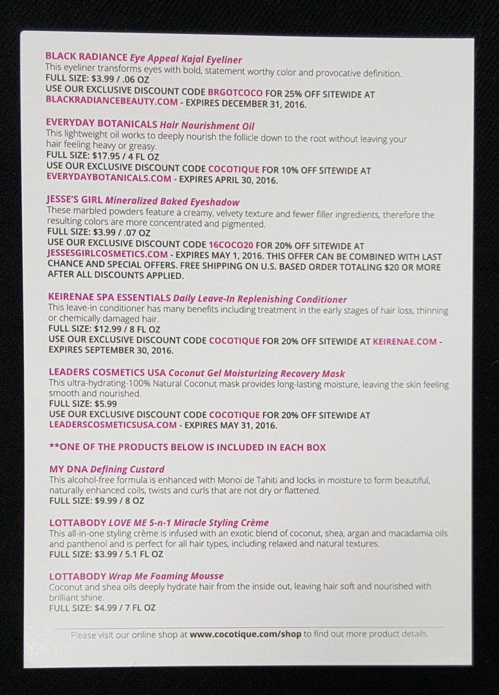 Cocotique March 2016 Subscription Box Review & Coupon - Hello Subscription