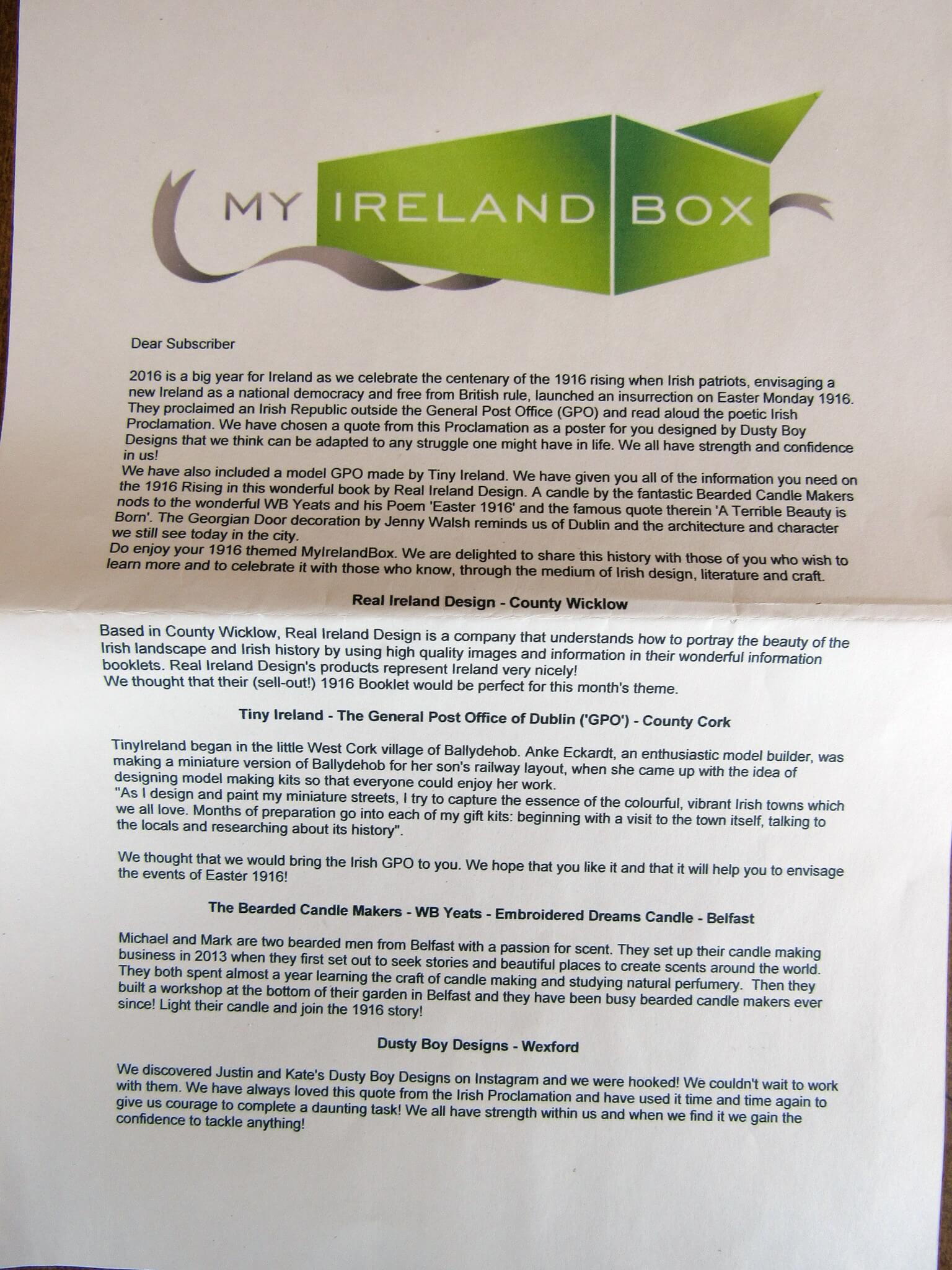 My Ireland Box April 2016 Subscription Box Review - Hello Subscription