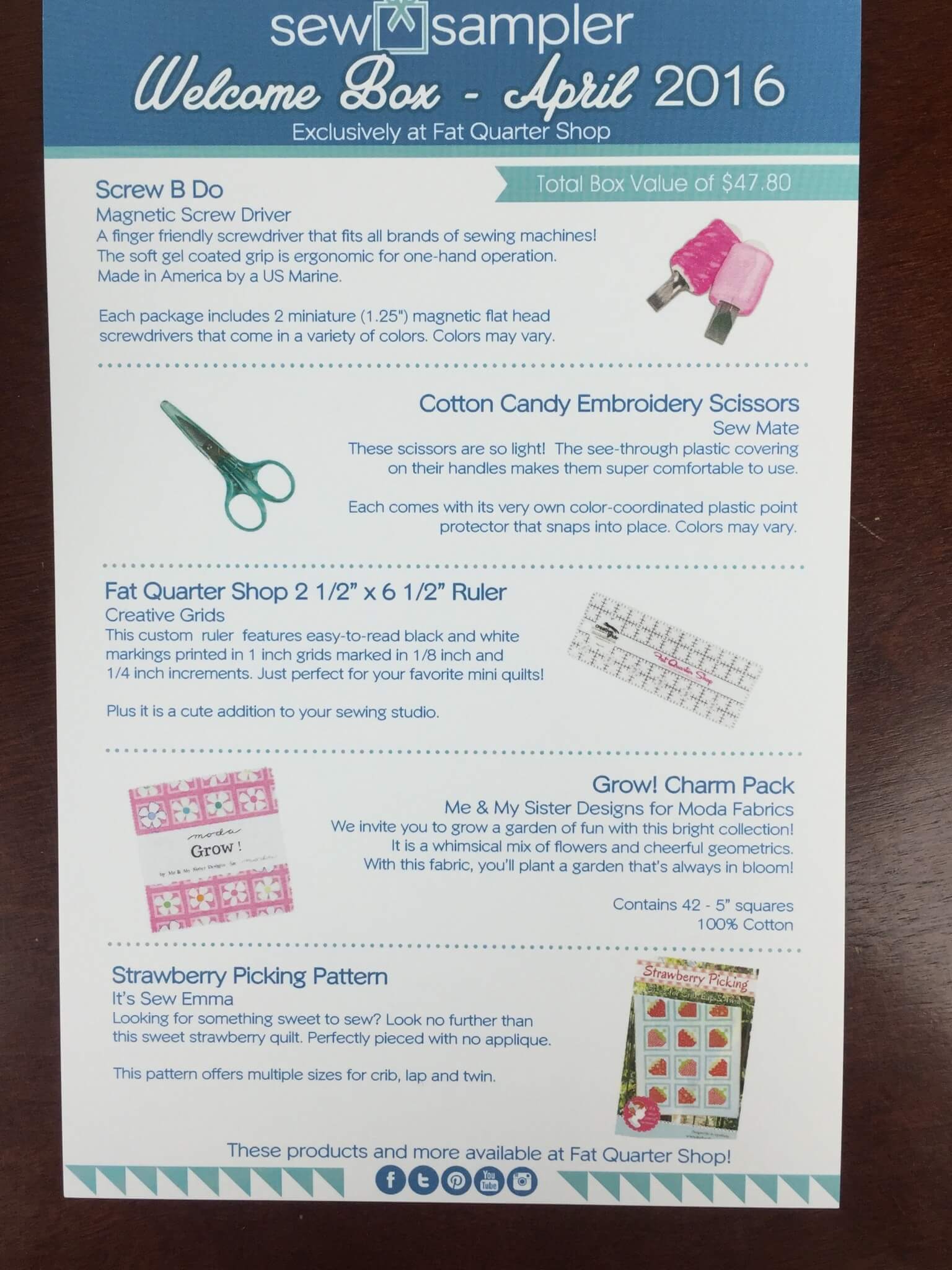 Sew Sampler April 2016 Monthly Box Subscription Box Review - Hello ...