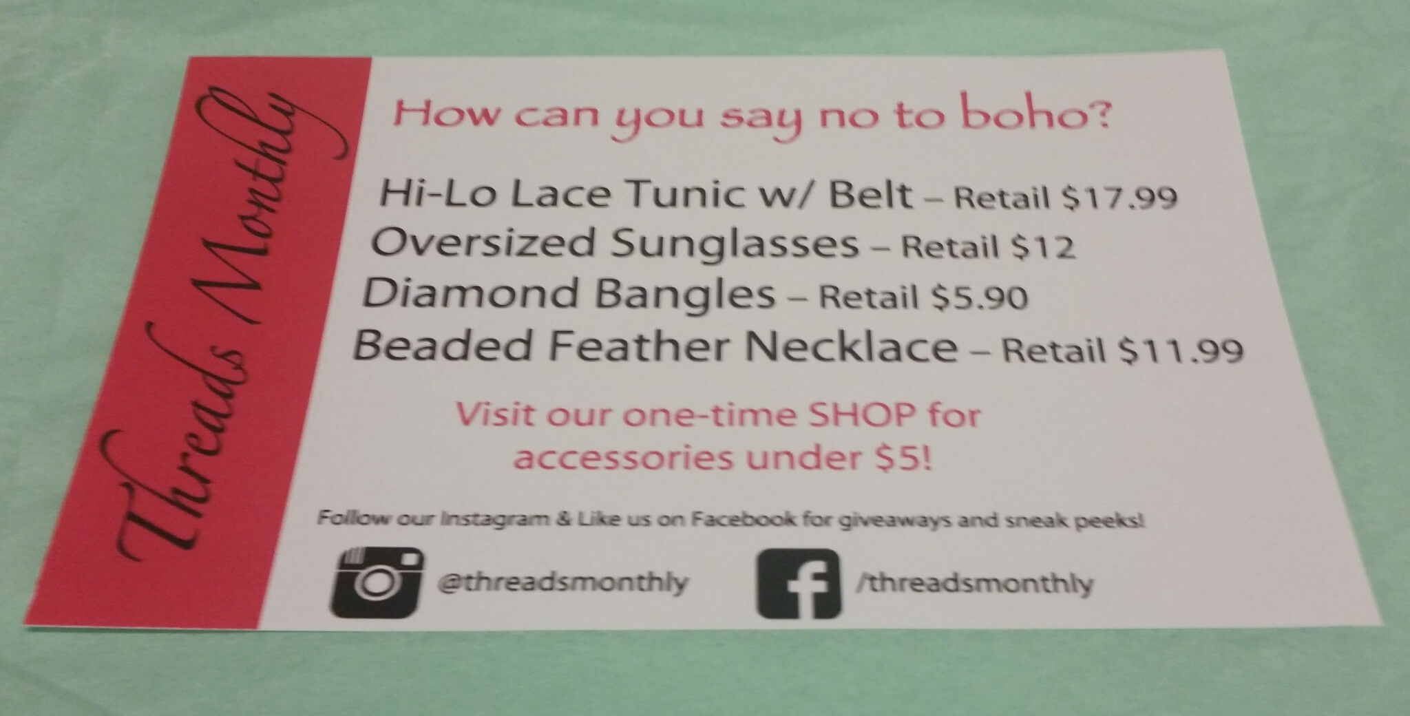 Threads Monthly May 2016 Subscription Box Review & Coupon - Hello ...