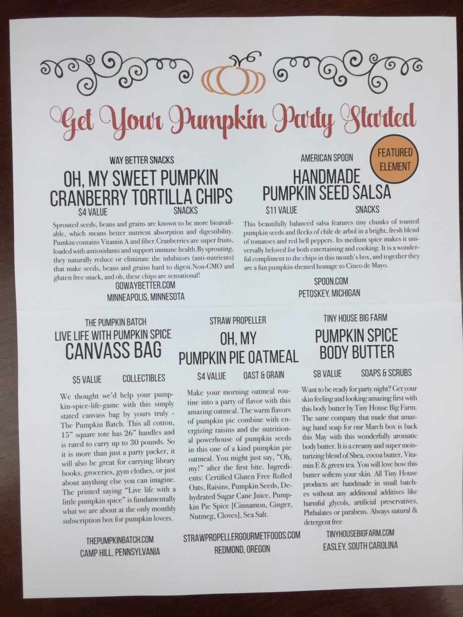 The Pumpkin Batch May 2016 Subscription Box Review - Hello Subscription