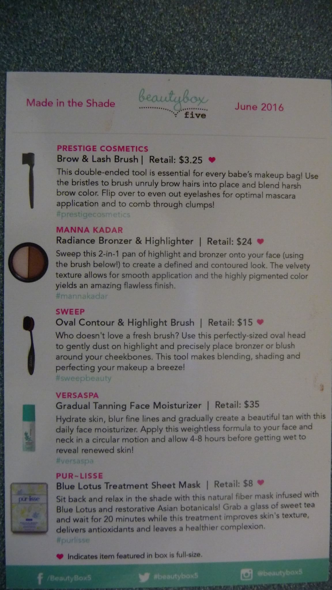 Beauty Box 5 June 2016 Subscription Box Review & Coupon - Made in the ...