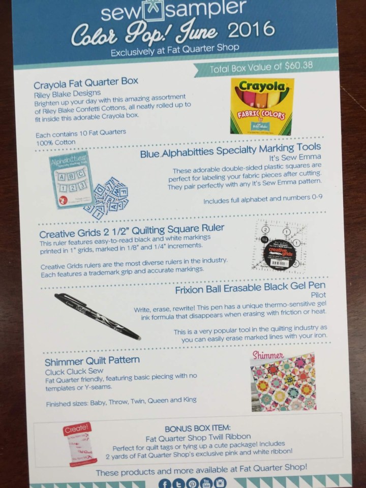 Sew Sampler June 2016 Subscription Box Review - Hello Subscription