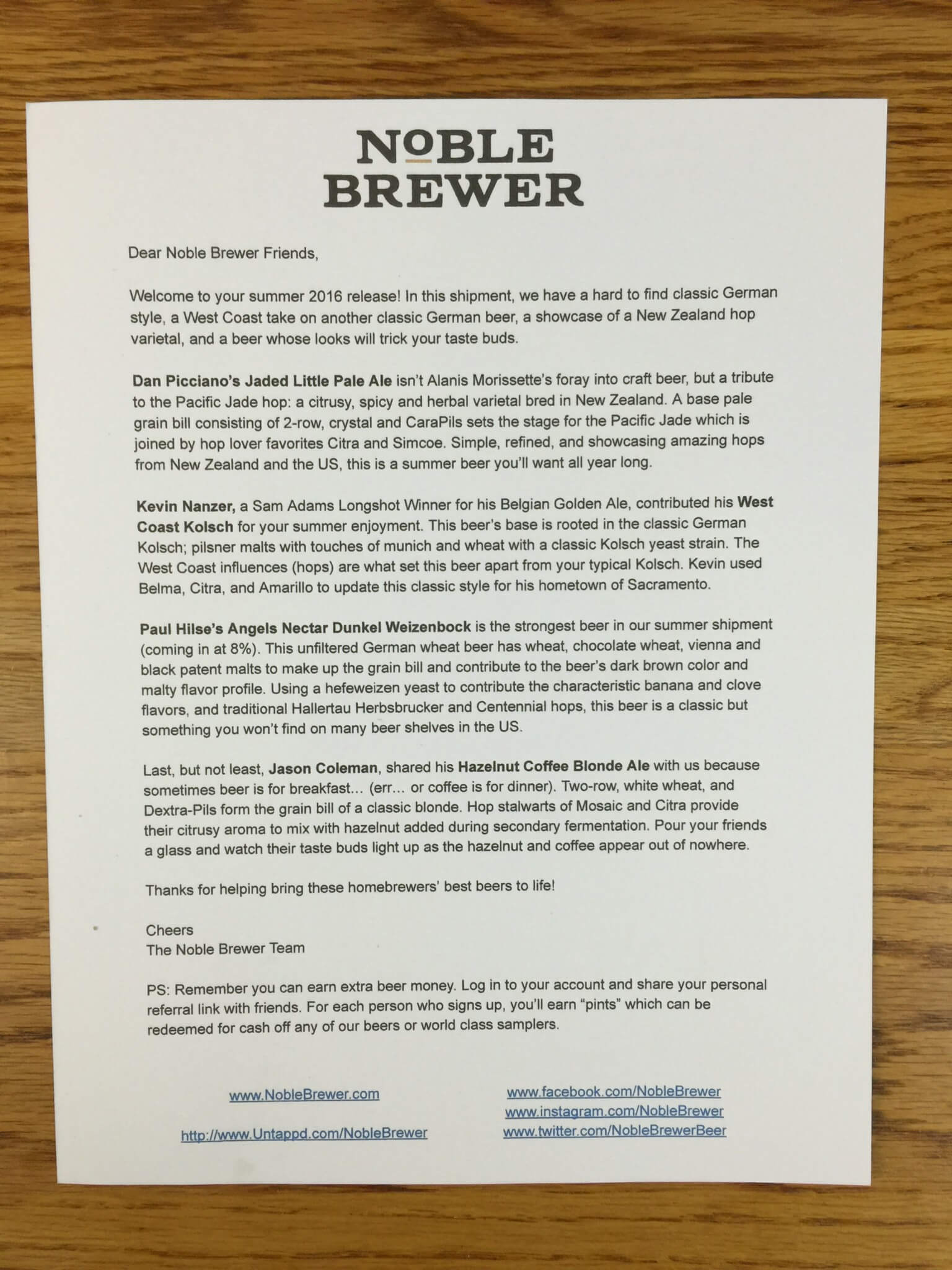Noble Brewer Subscription Box Review + Coupon - Summer 2016 - Hello ...