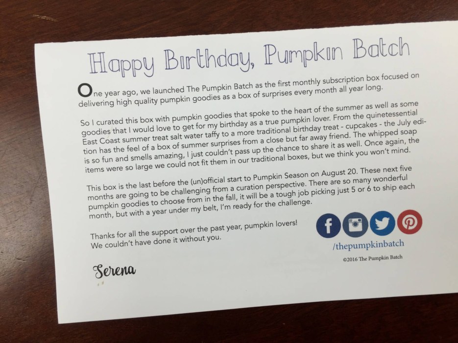 The Pumpkin Batch July 2016 Subscription Box Review - Hello Subscription
