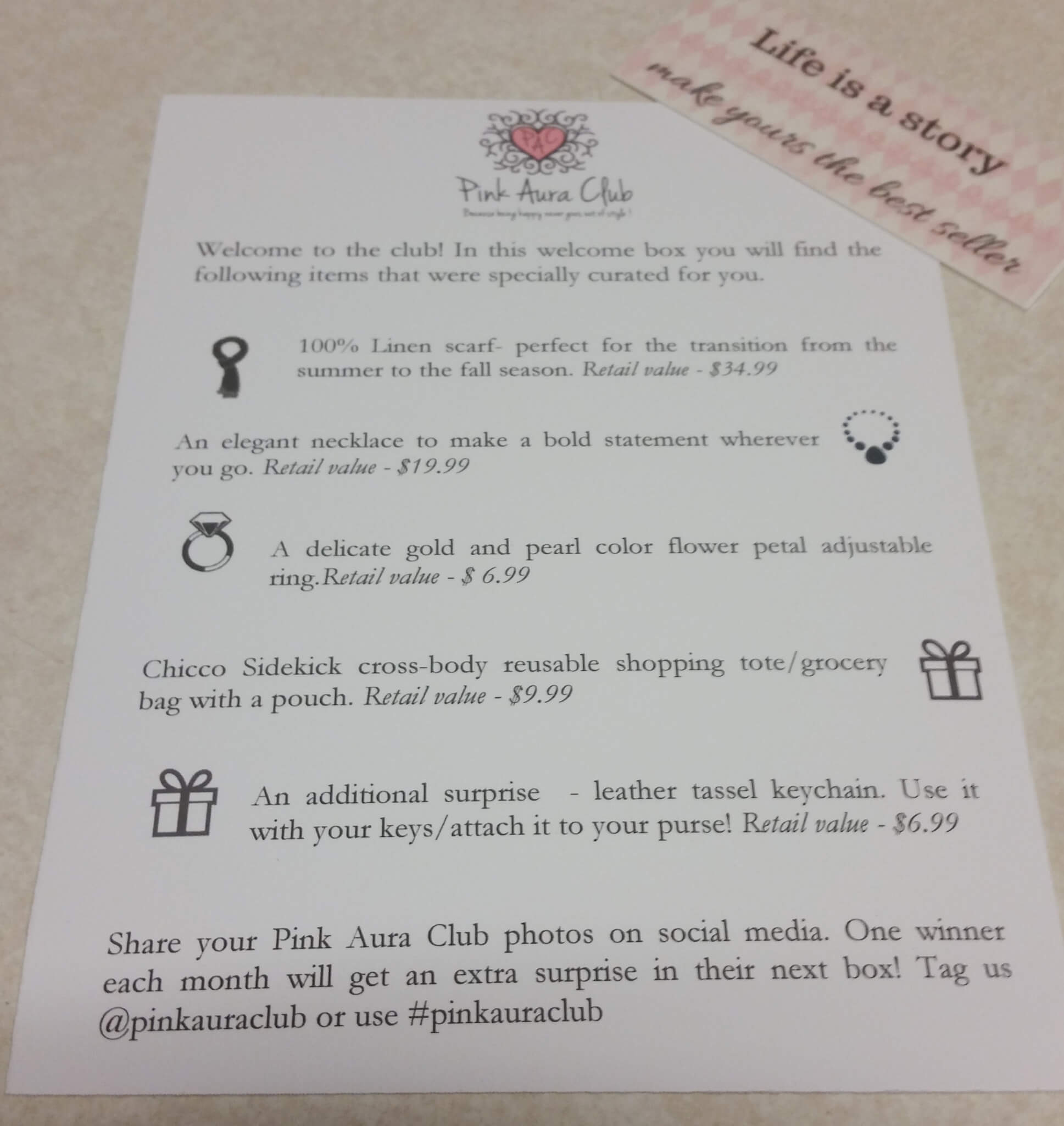 Pink Aura Club Subscription Box Review + Coupon - August 2016 - Hello ...