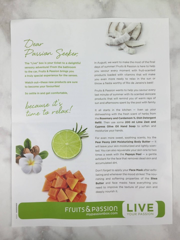 Fruits & Passion August 2016 Subscription Box Review - Live Your ...
