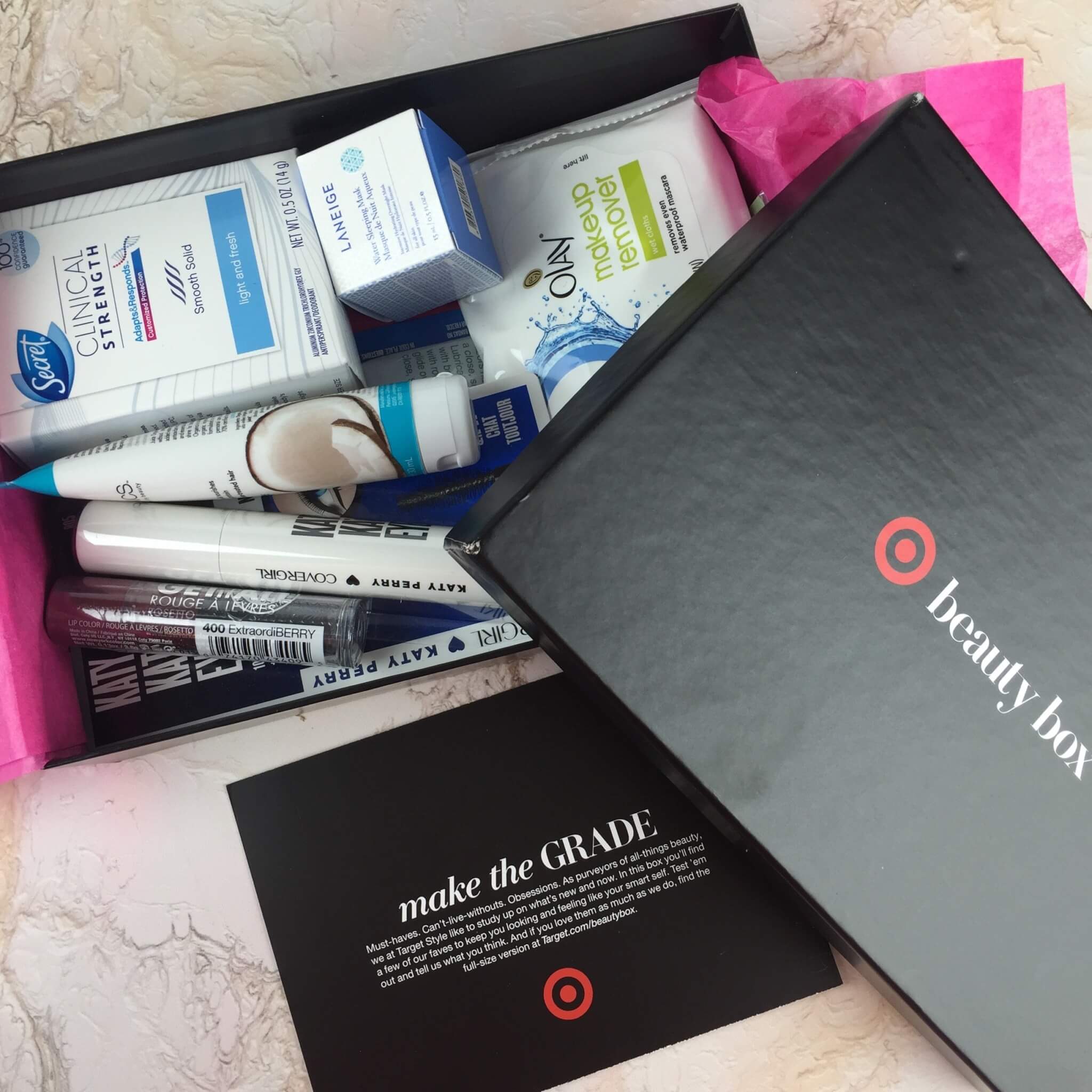 August 2016 Target Beauty Box Review - Make the Grade Box - Hello ...