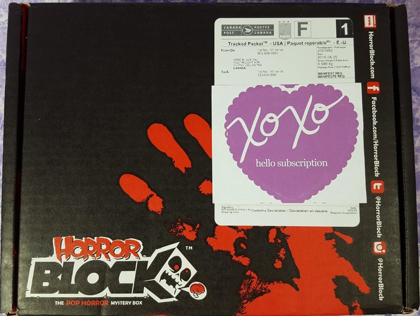 Horror Block July 2016 Review & Coupon - hello subscription