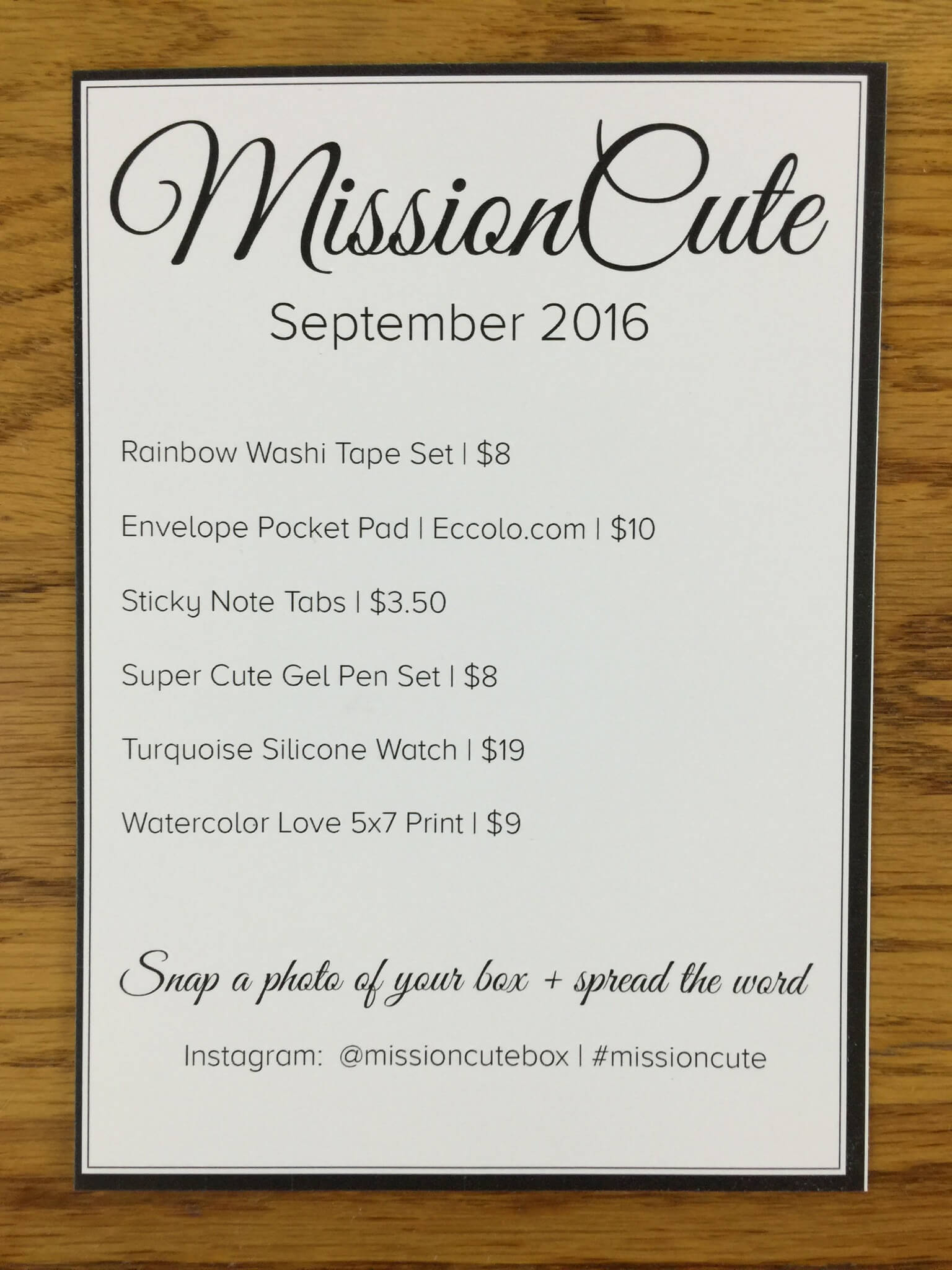 Mission Cute September 2016 Subscription Box Review + Coupon - hello ...