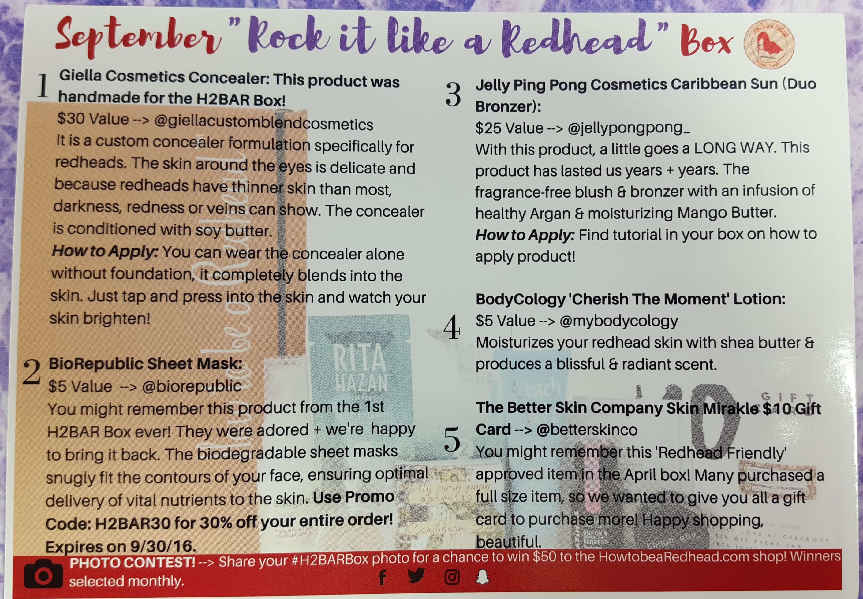 How To Be A Redhead Subscription Box Review - September 2016 - Hello ...