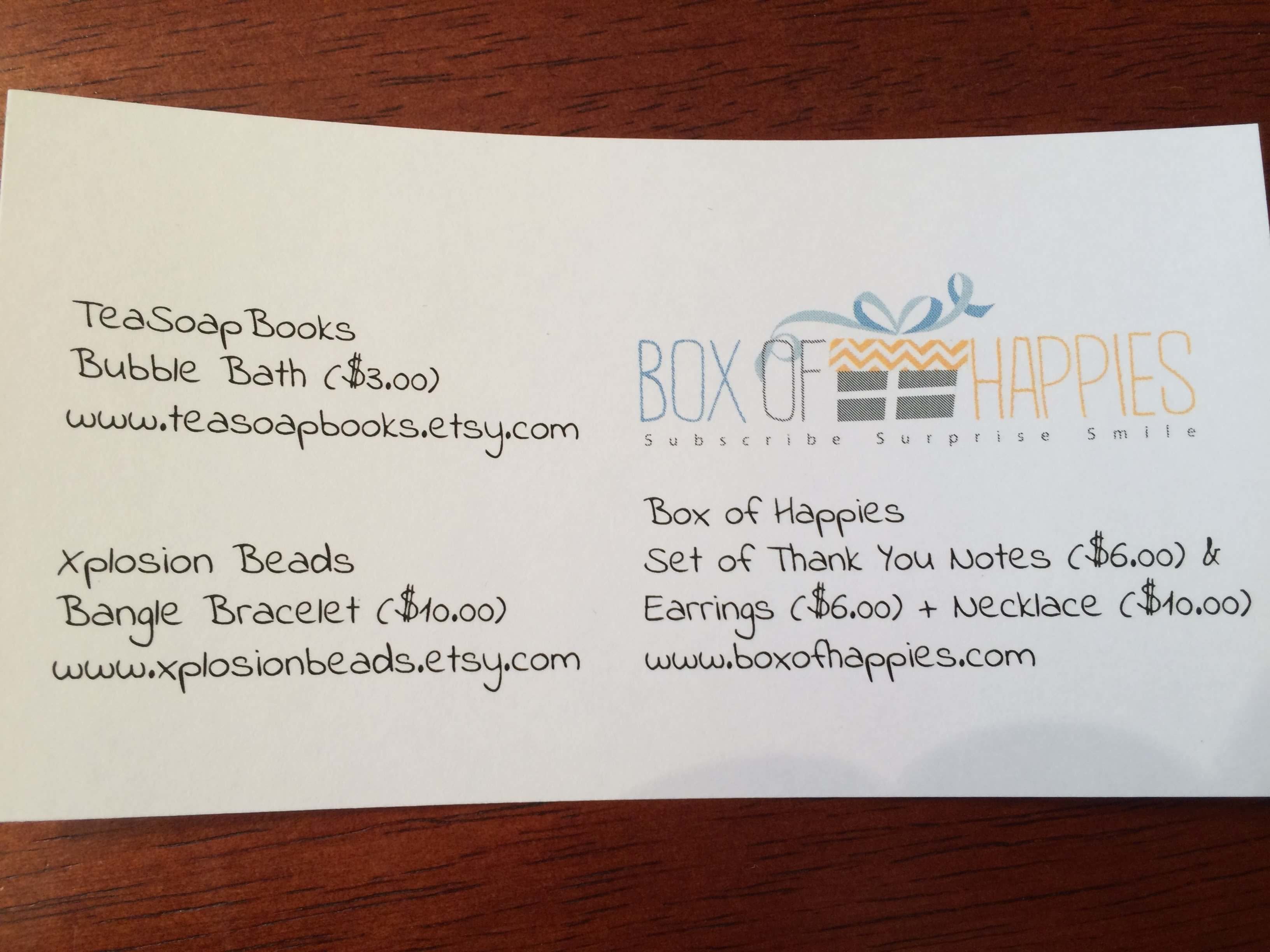 Box of Happies September 2016 Subscription Box Review + Coupon - Hello ...