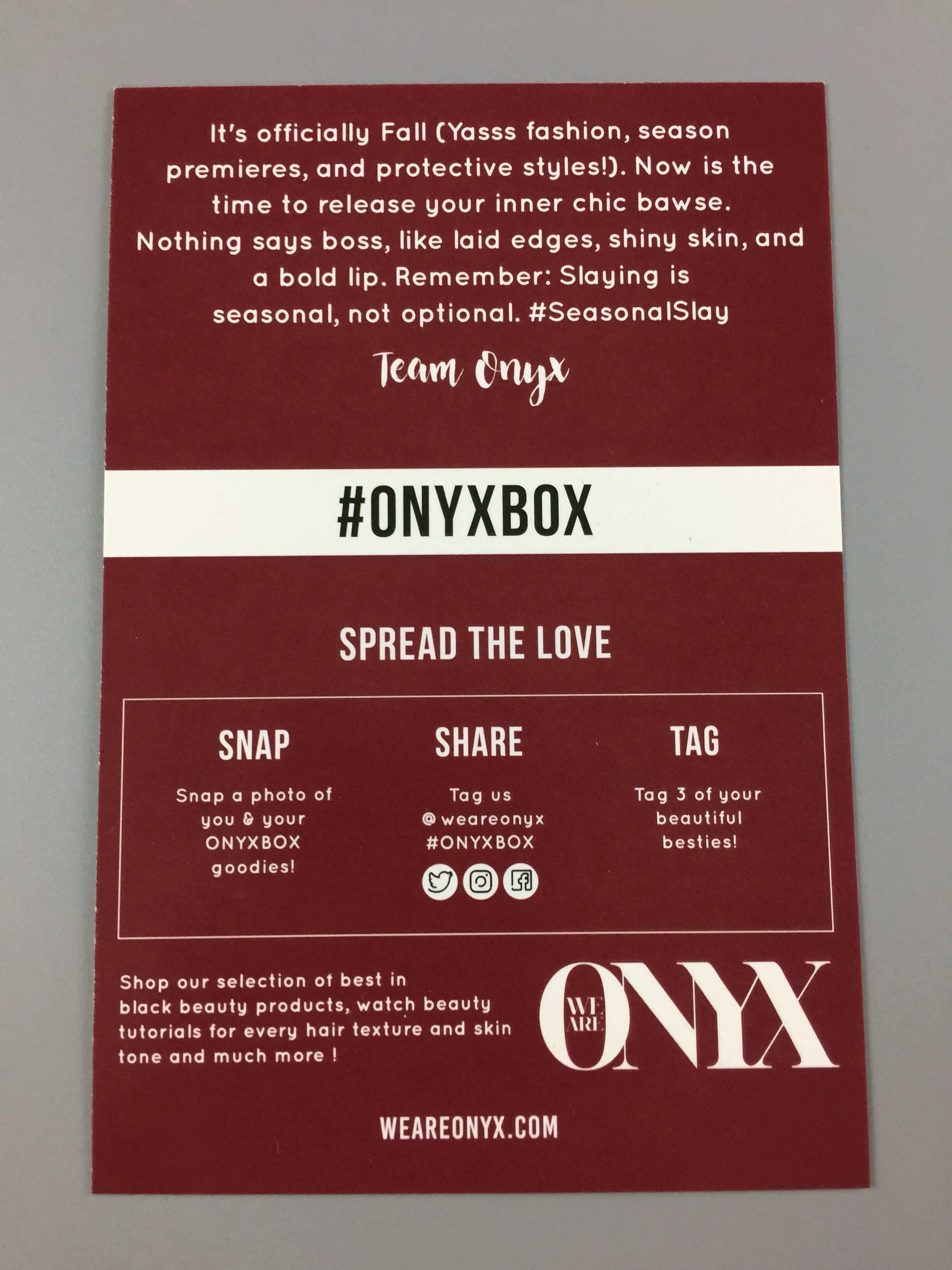 We Are Onyx ONYXBOX October 2016 Subscription Box Review - Hello ...