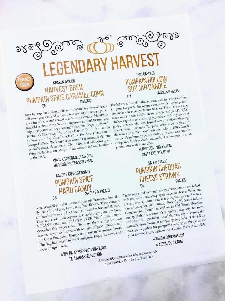 The Pumpkin Batch October 2016 Subscription Box Review - Hello Subscription