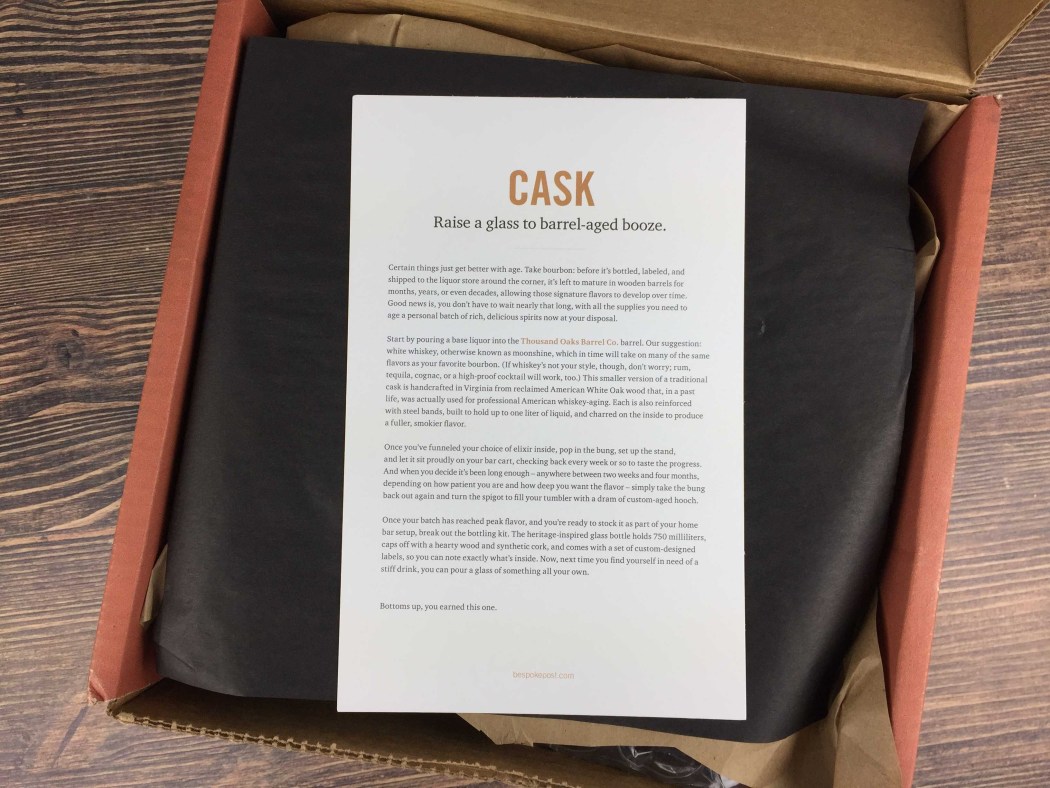 Bespoke Post CASK Box Review & Coupon - November 2016 - Hello Subscription