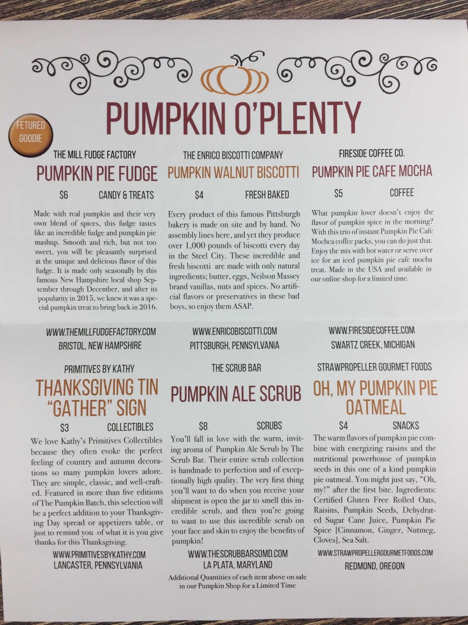 The Pumpkin Batch November 2016 Subscription Box Review - Hello ...
