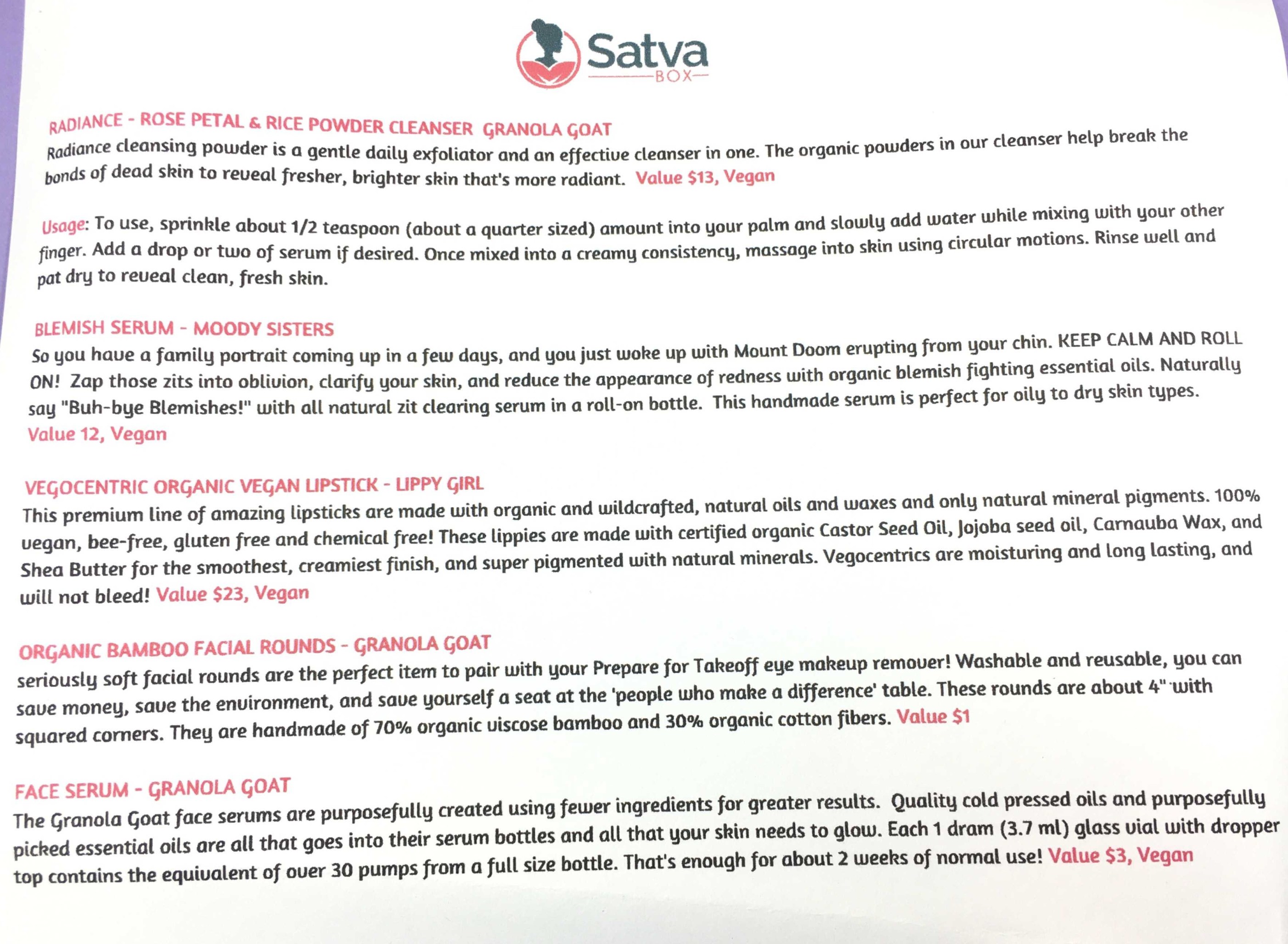 Satva Box December 2016 Subscription Box Review + Coupon - Hello ...