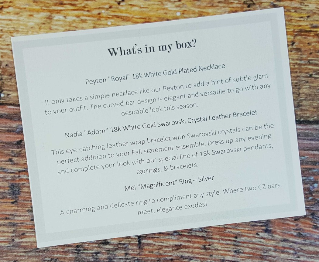 Cate & Chloe VIP Jewelry Subscription Box Review - December 2016 ...