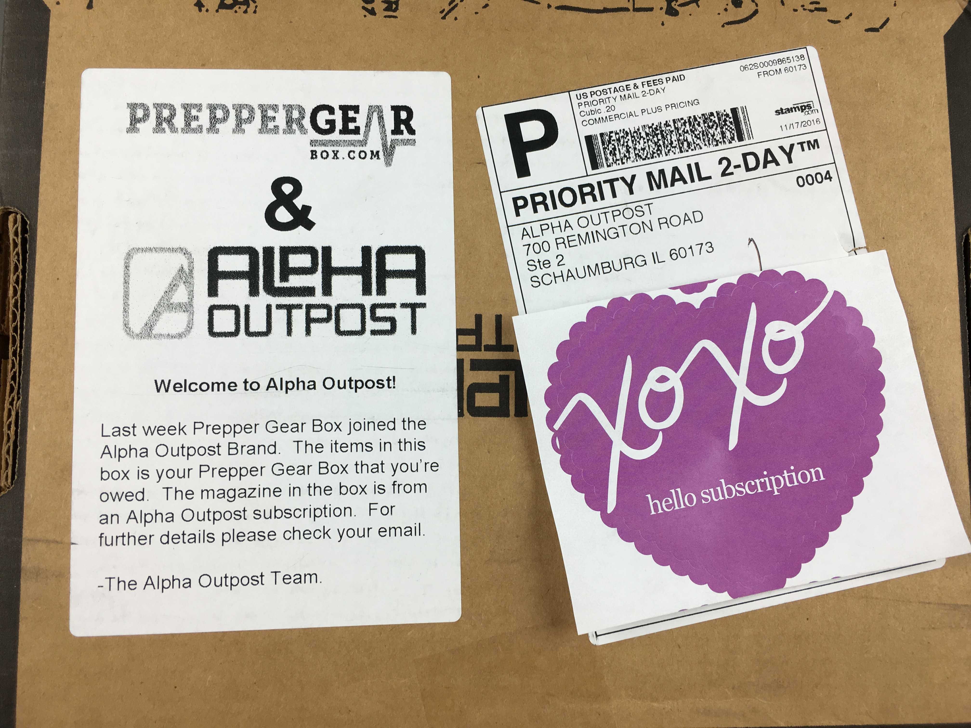 Alpha Outpost (Previously Prepper Gear Box) November 2016 Subscription ...