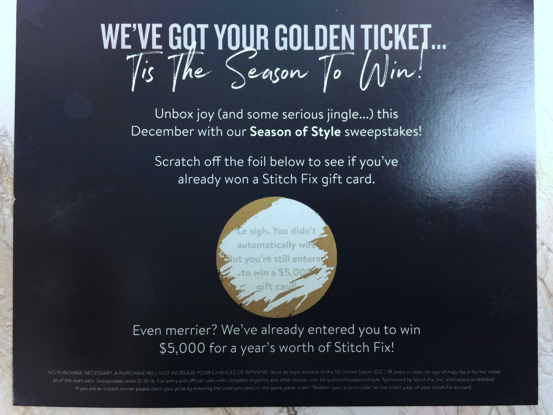 Stitch Fix Review - December 2016 - Hello Subscription