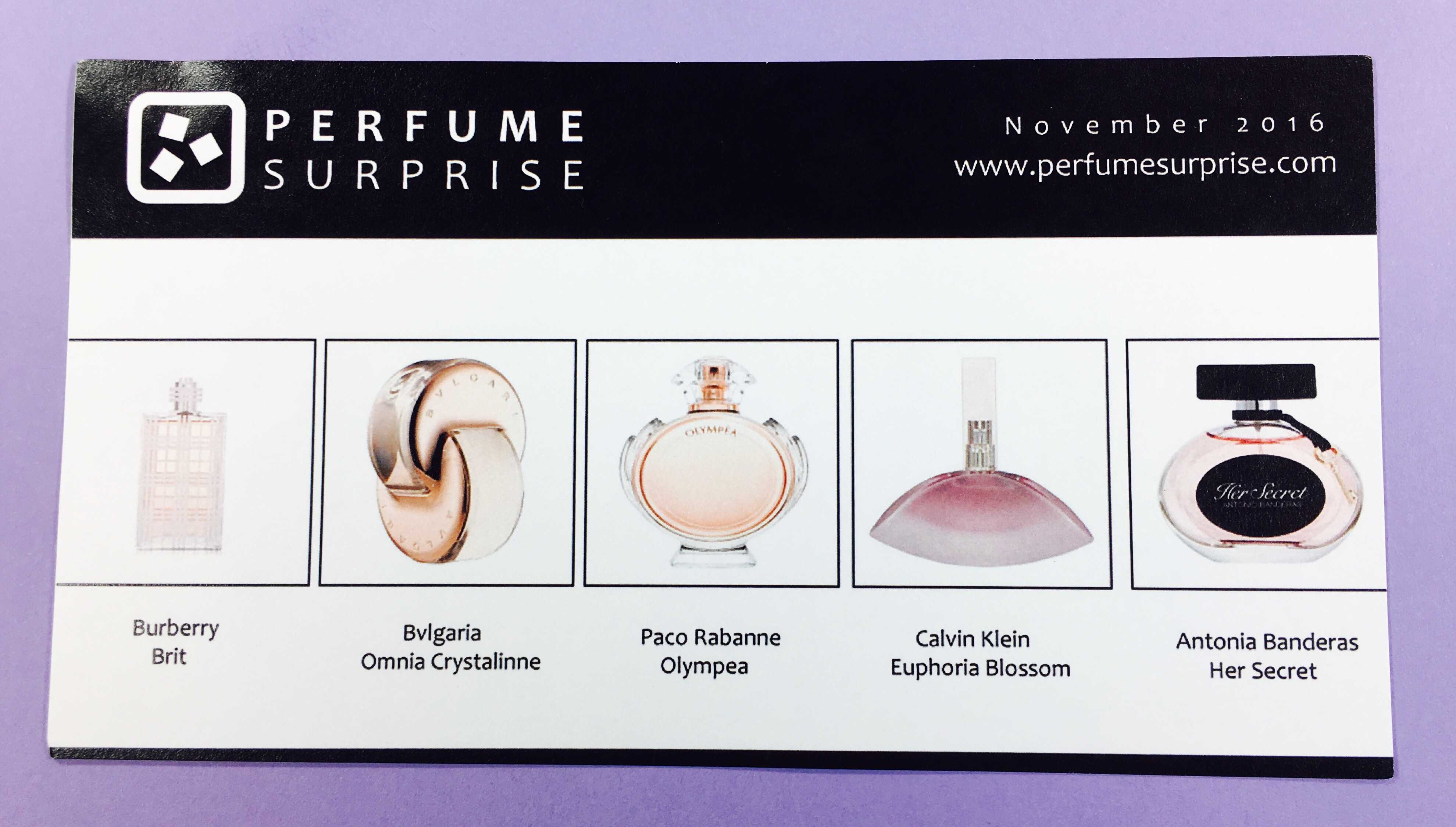 Perfume Surprise November 2016 Subscription Box Review + Coupon ...