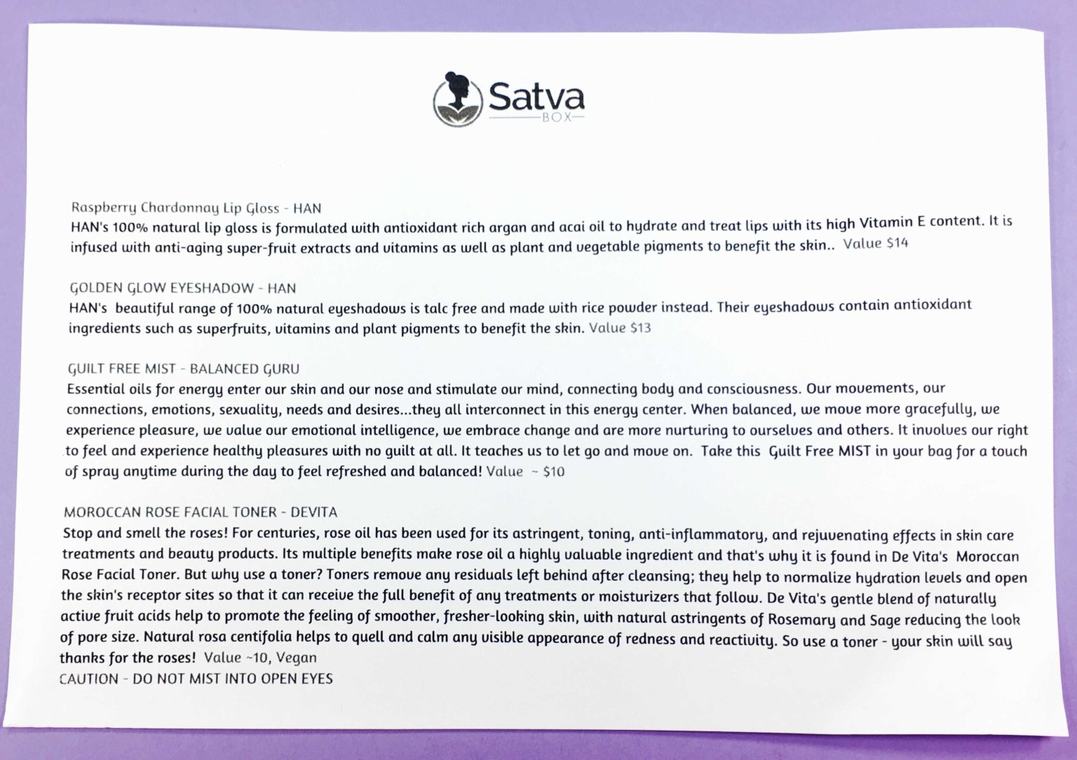 Satva Box December 2016 Subscription Box Review + Coupon - Hello ...