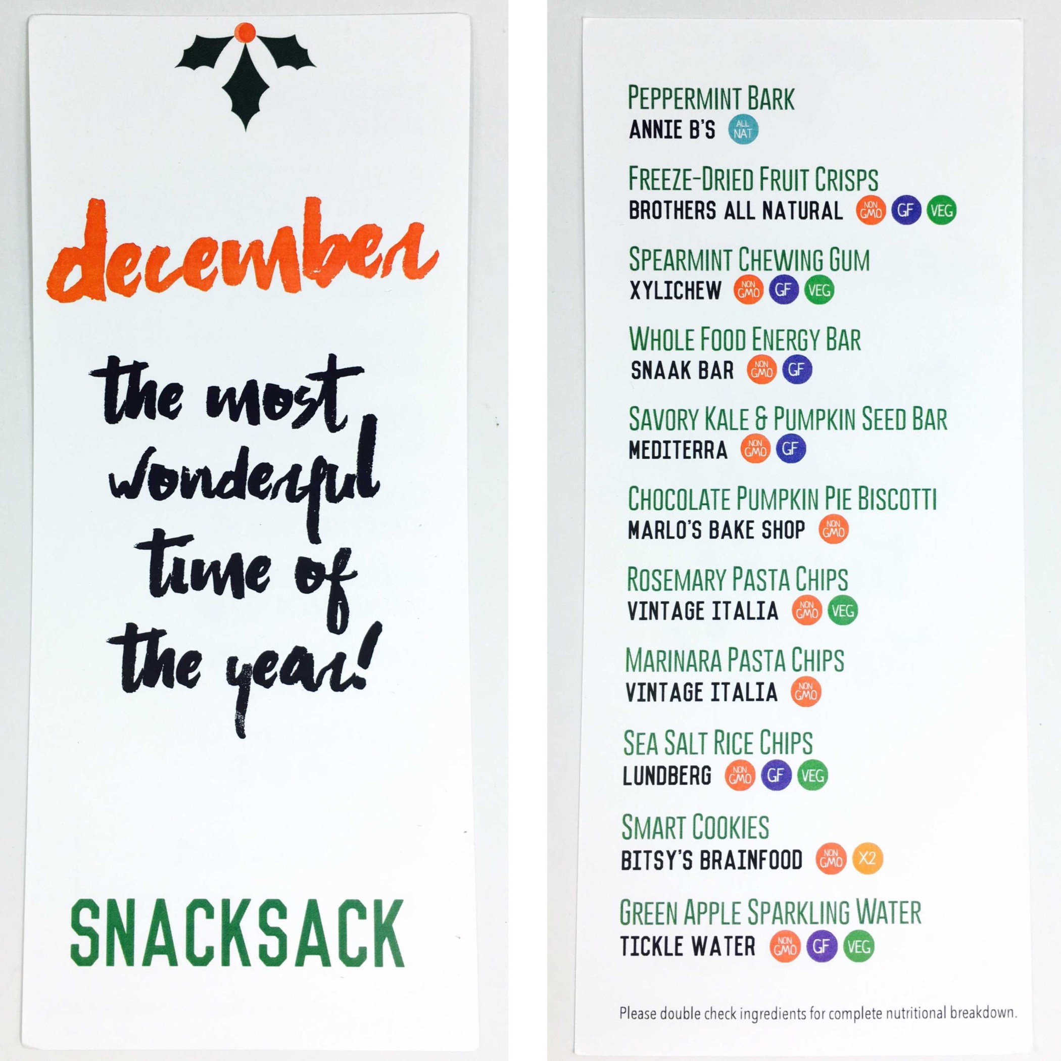 Snack Sack December 2016 Subscription Box Review & Coupon - Hello ...