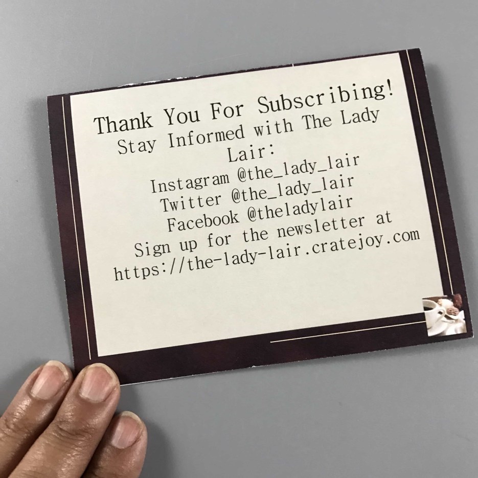 The Lady Lair February 2017 Subscription Box Review + Box News. - Hello ...