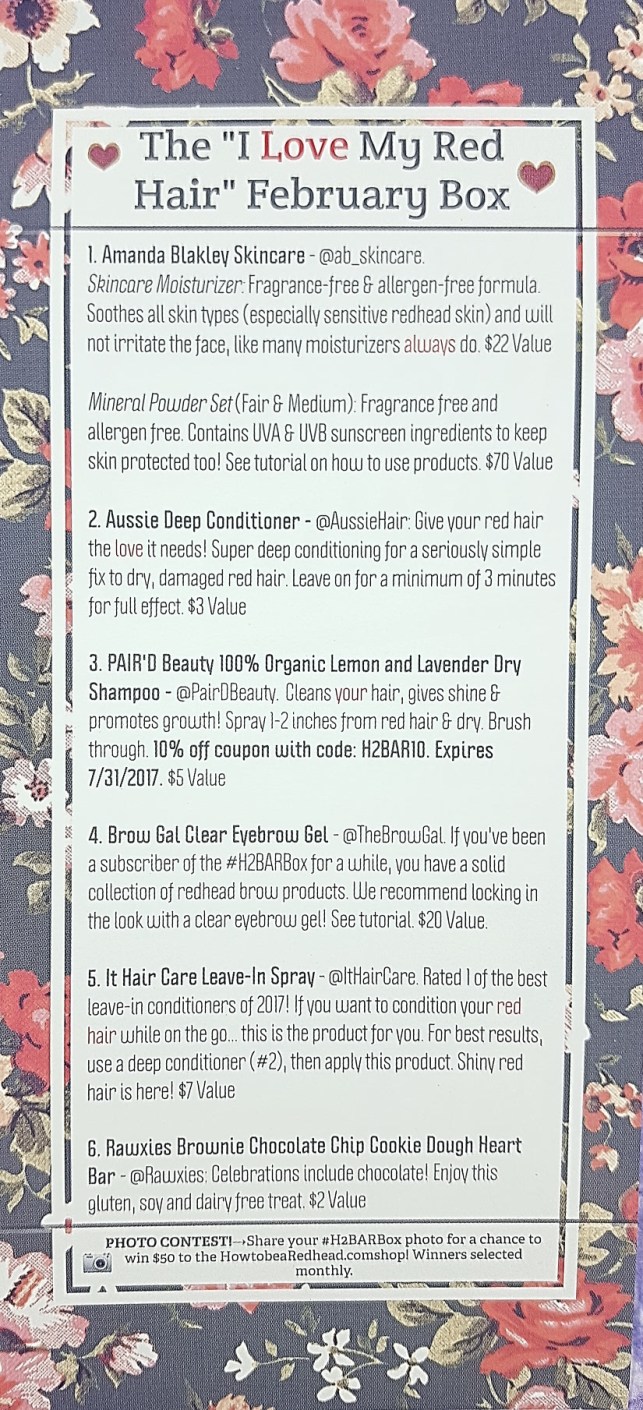 How To Be A Redhead Subscription Box Review - February 2017 - Hello ...