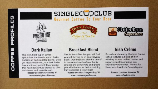 Single Cup Club Coffee Subscription Box Review + Coupon - March 2017 ...