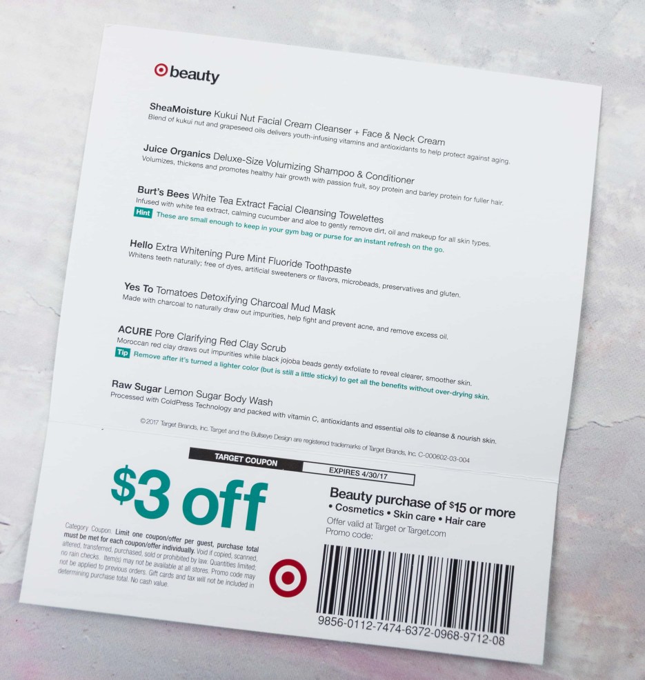 Target Beauty Box April 2017 Review - Naturals Box - Hello Subscription