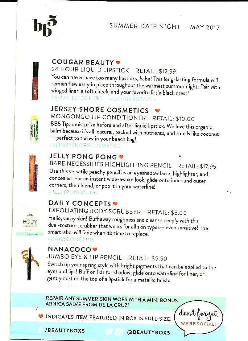 Beauty Box 5 May 2017 Subscription Box Review & Coupon - Hello Subscription