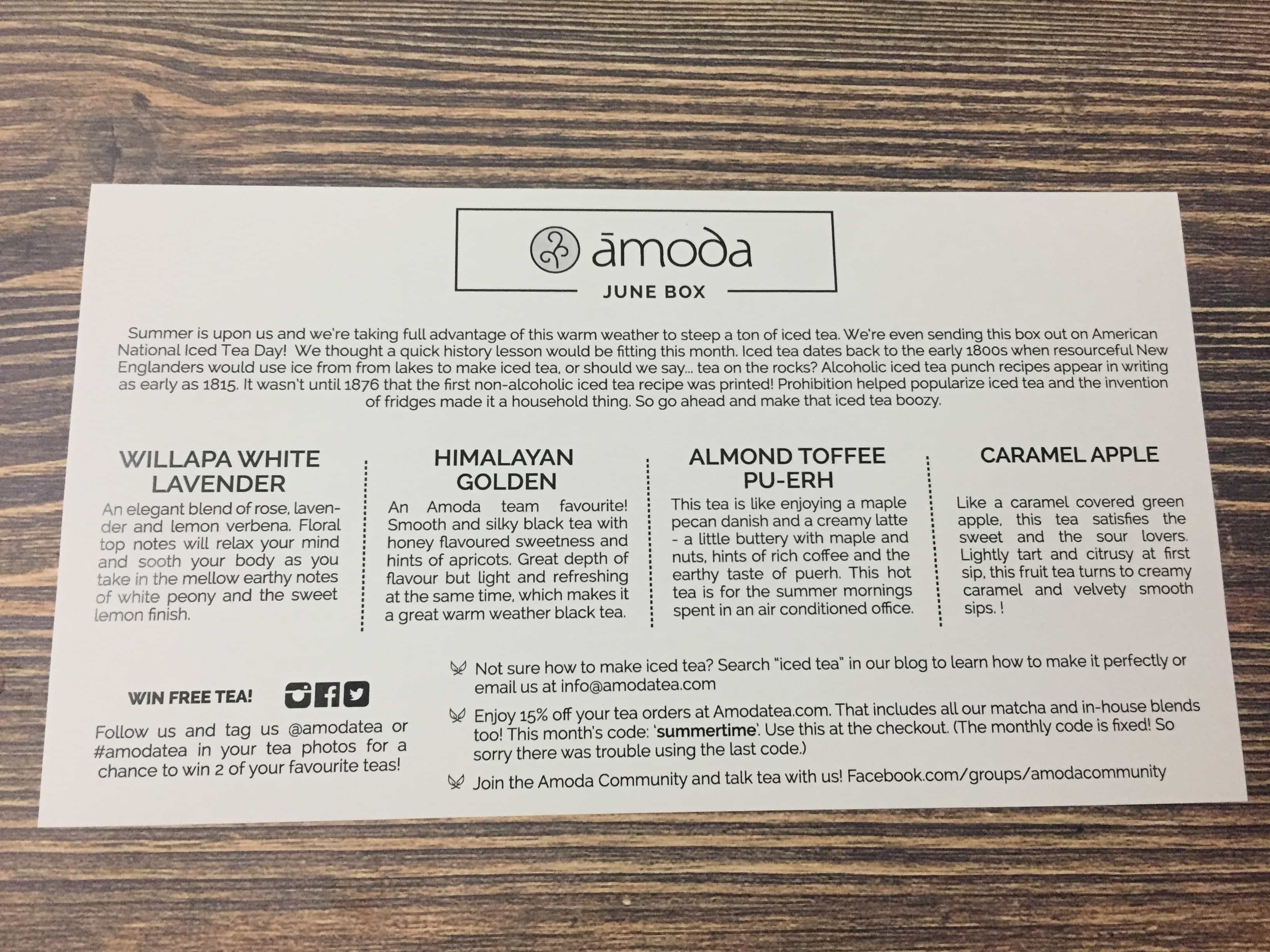 Amoda Tea June 2017 Subscription Box Review + Coupon! - Hello Subscription