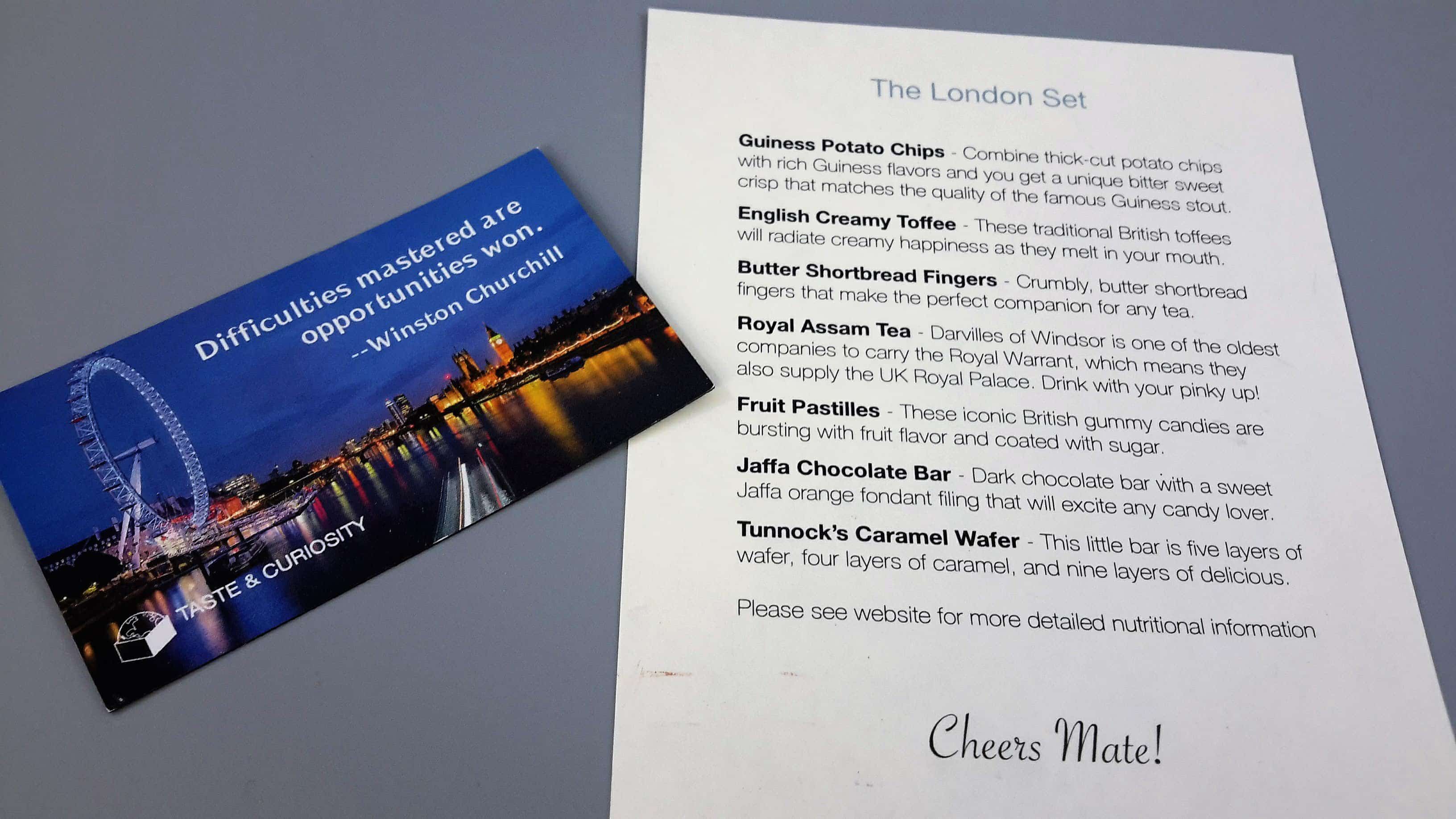 Taste & Curiosity May 2017 Subscription Box Review - London Box - Hello ...