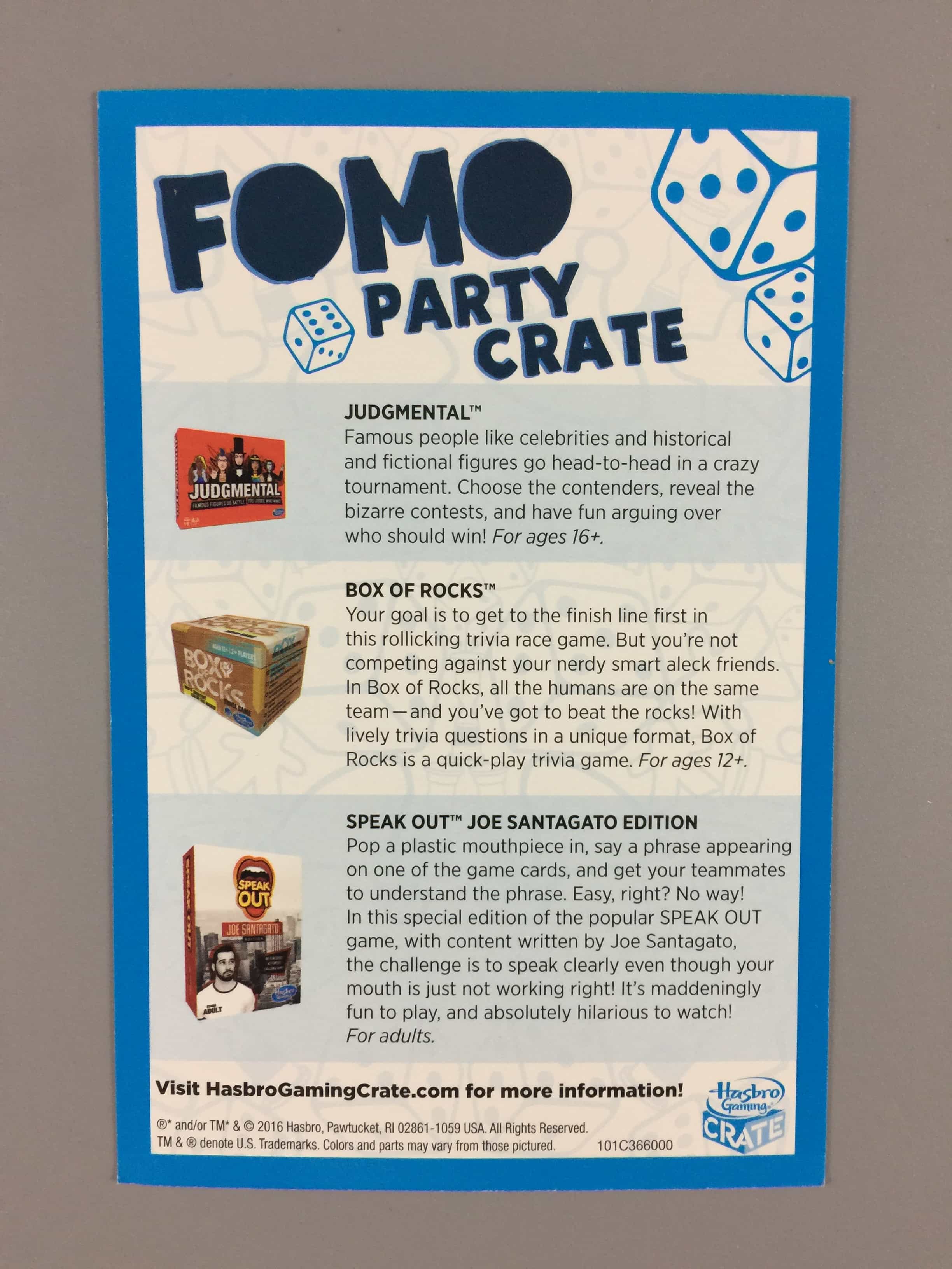 Hasbro Gaming Crate 2017 Subscription Box Review - Party Crate - Hello ...