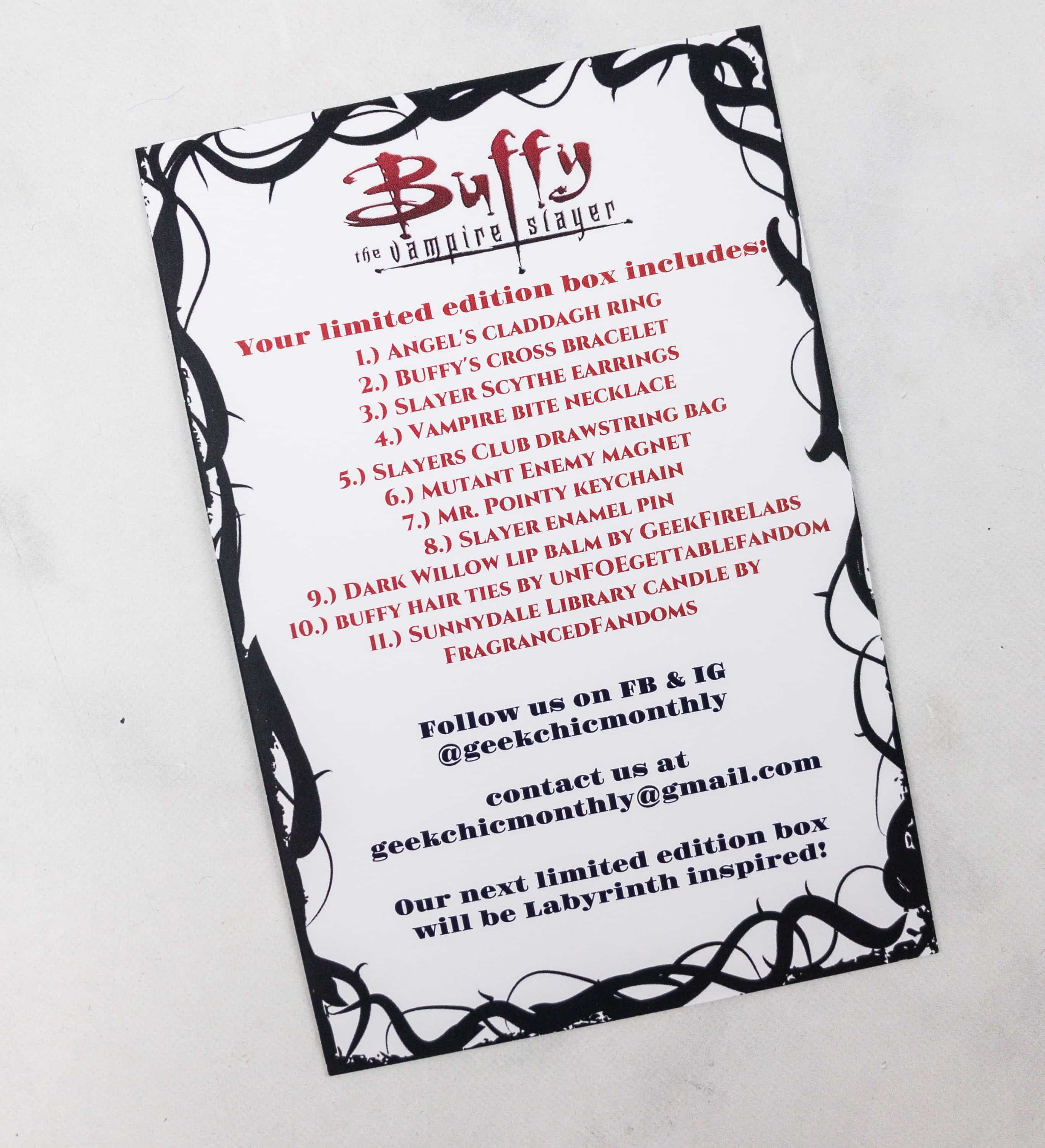 Geek Chic Monthly Limited Edition Box Review - Buffy The Vampire Slayer ...