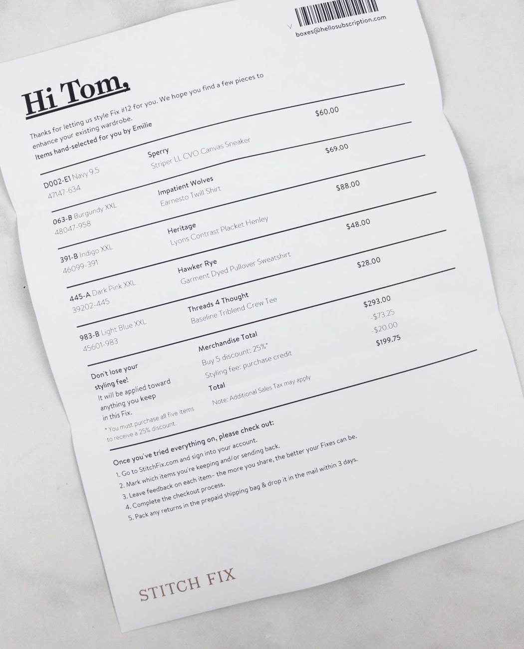 Stitch Fix Men September 2017 Review - Hello Subscription