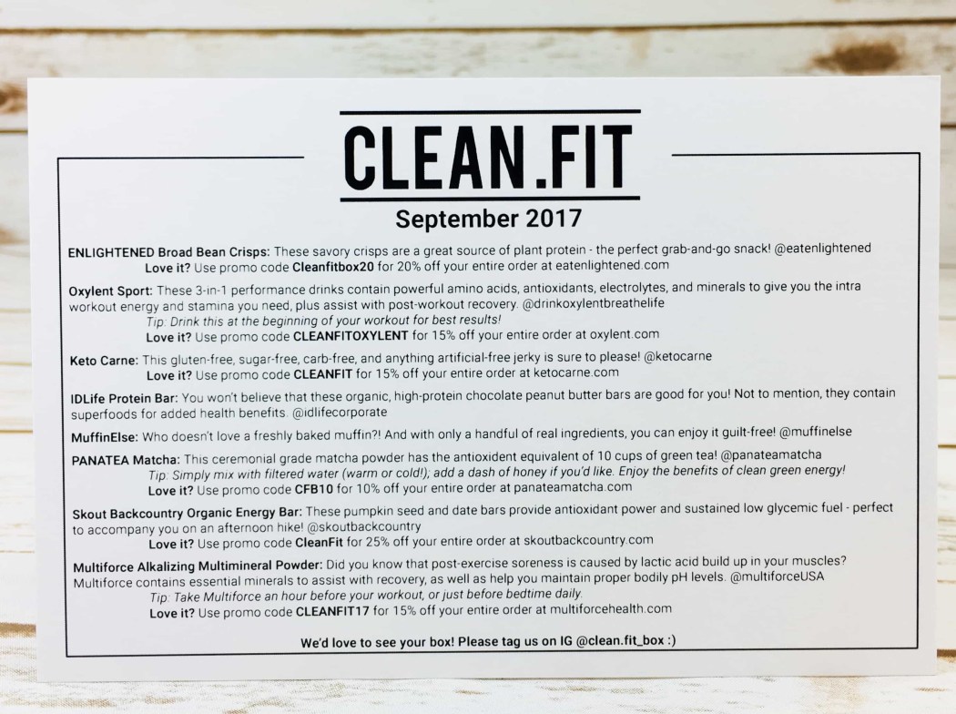 clean.fit September 2017 Subscription Box Review + Coupon! - Hello ...