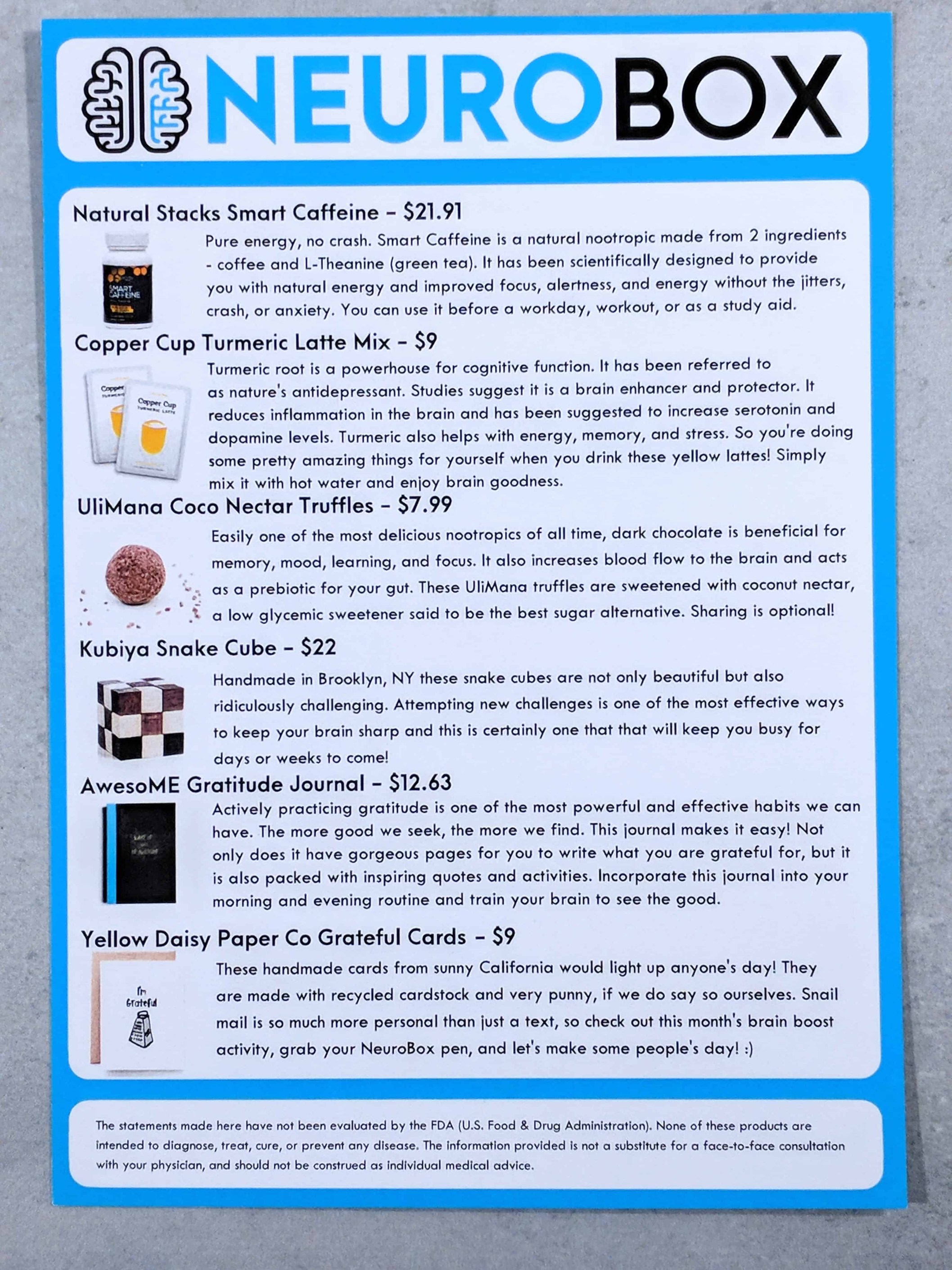 NeuroBox Subscription Box Review + Coupon - November 2017 - Hello ...