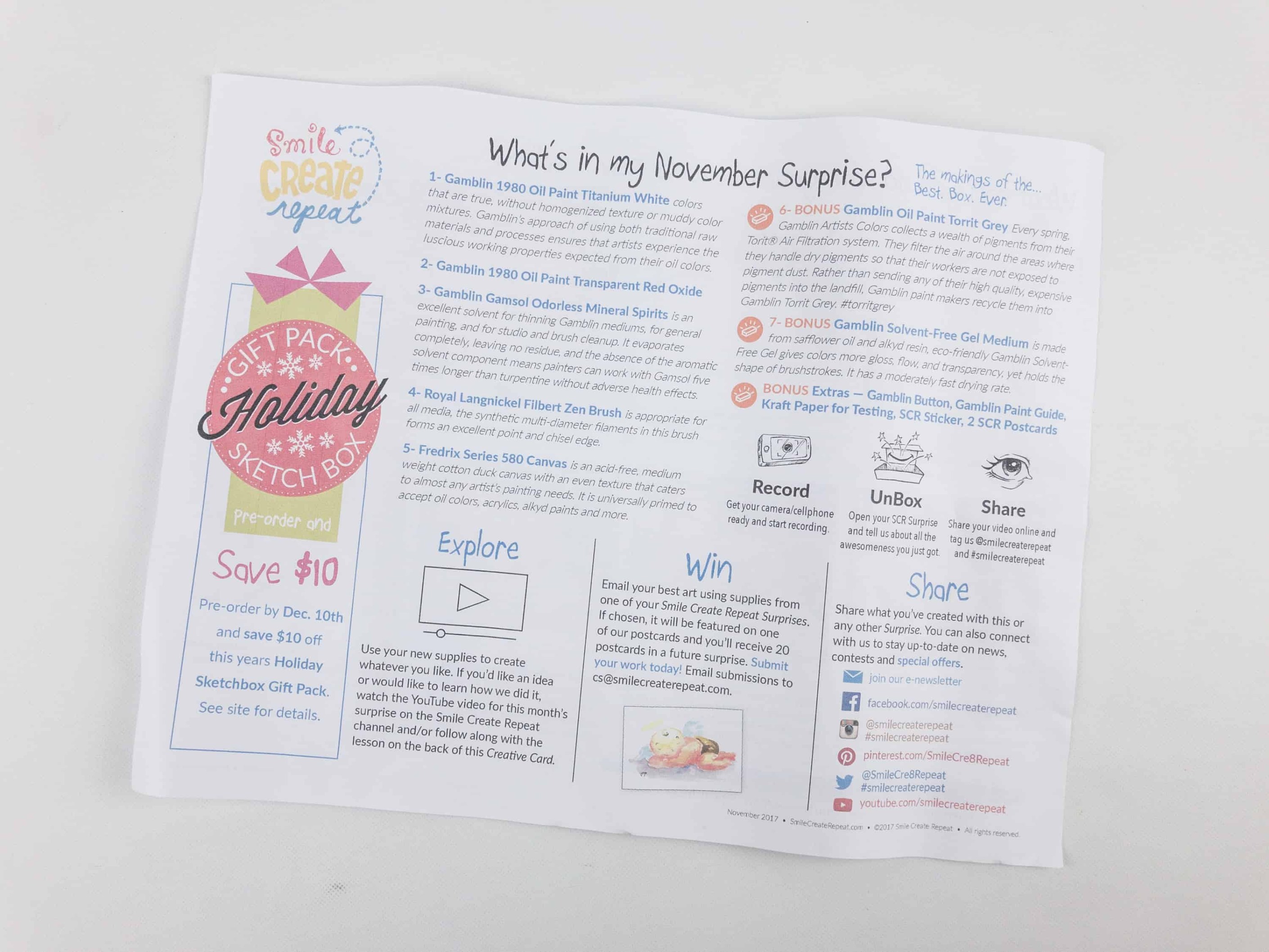 Smile Create Repeat November 2017 Subscription Box Review + Coupon ...