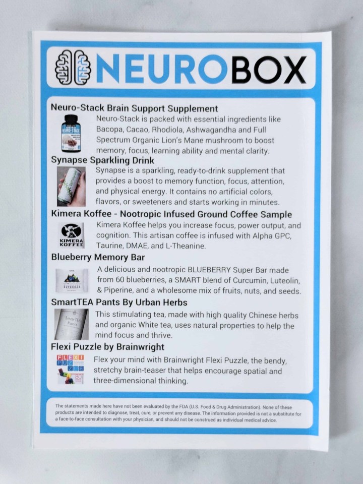 NeuroBox Subscription Box Review + Coupon - May 2018 - Hello Subscription