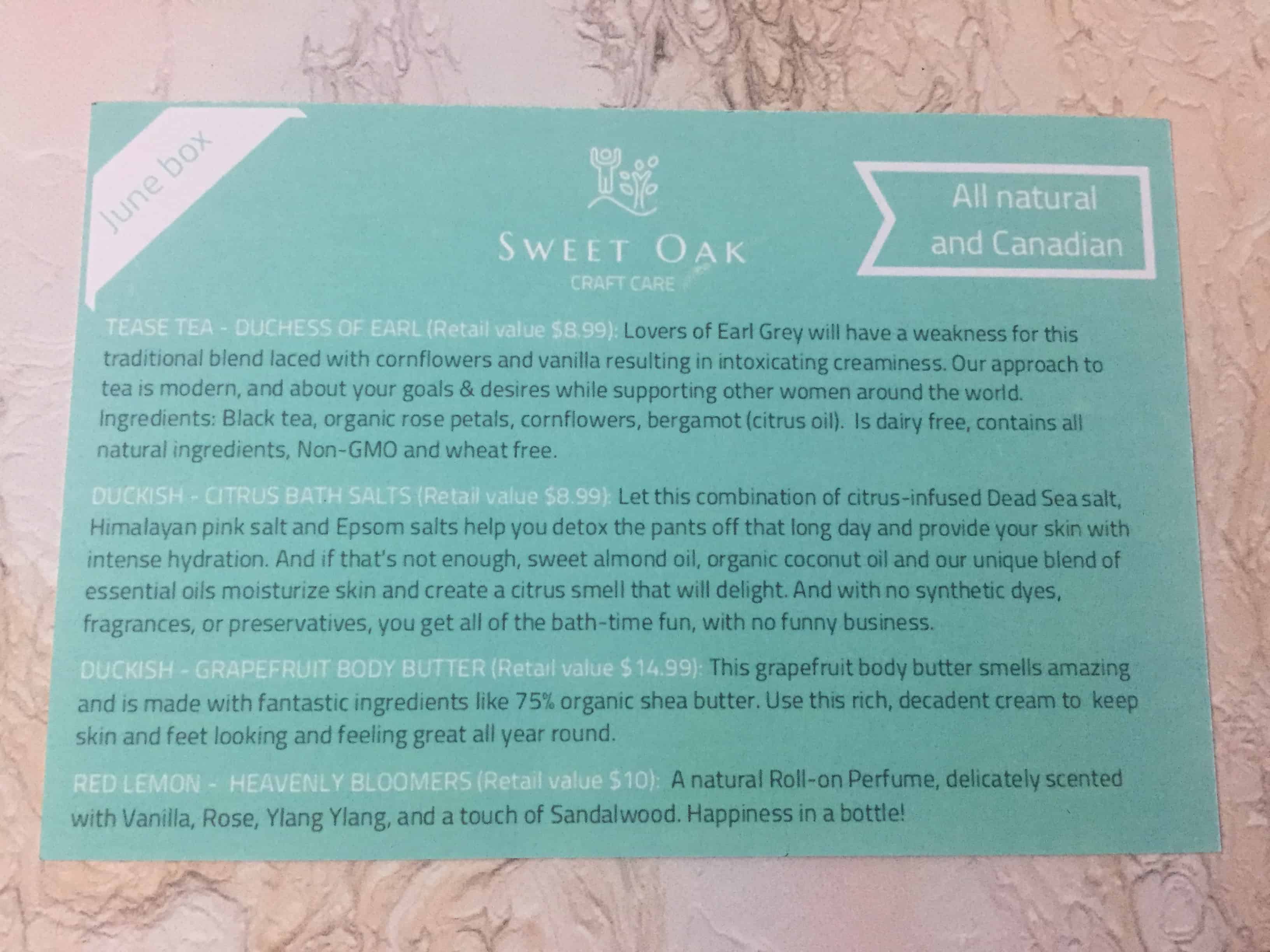 Sweet Oak Craft Care June 2018 Subscription Box Review - Hello Subscription